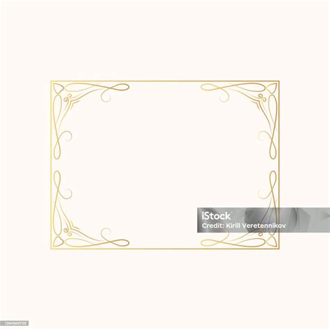 손으로 그린 황금 직사각형 소용돌이 테두리 골드 선조 장식 요소벡터 리디브 빈티지 로얄 프레임 로얄 웨딩 초대 장 카드 장식물에