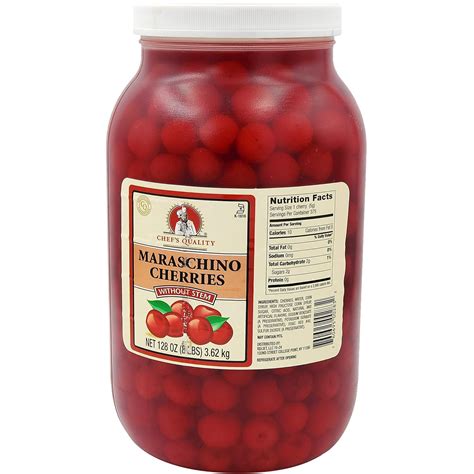 Chefs Quality Maraschino Cherries Without Stem 128oz
