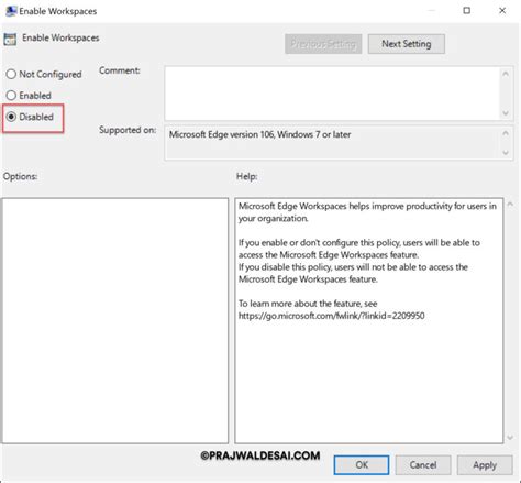 Disable Edge Workspaces Using Group Policy GPO