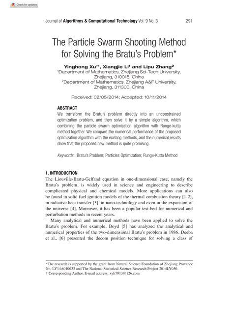 pdf the particle swarm shooting method for solving the bratu s