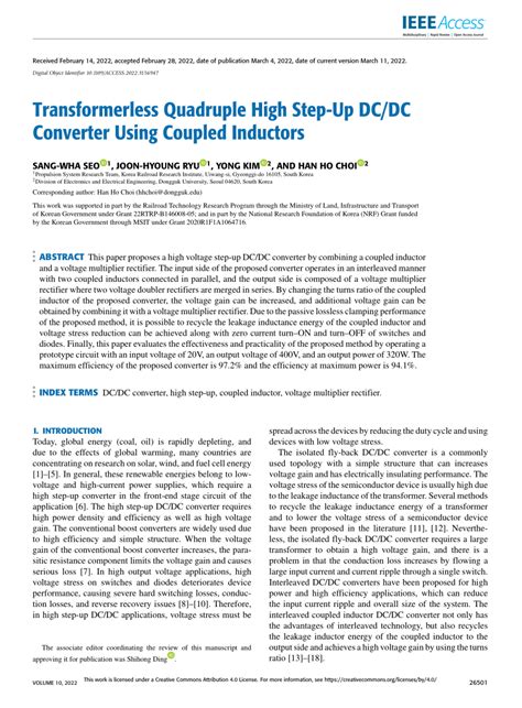 Pdf Transformerless Quadruple High Step Up Dcdc Converter Using Coupled Inductors
