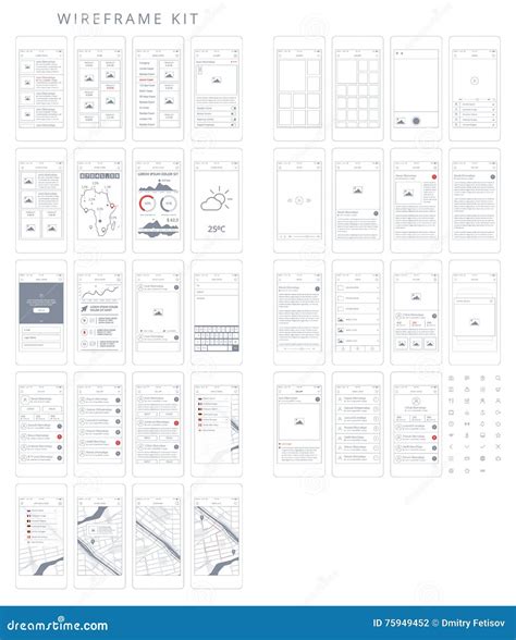 Vector Phone Gui Template Wireframe Ui Kit 75949452