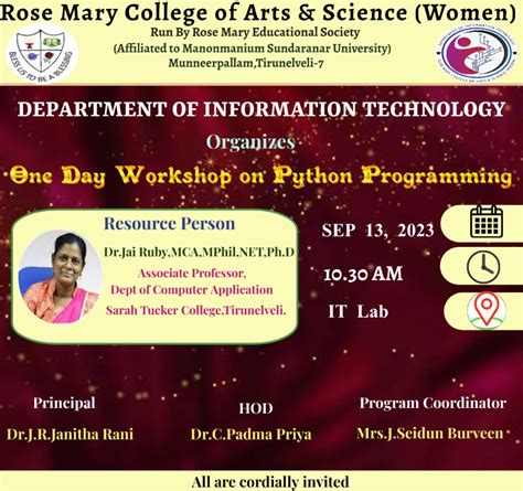 One Day Workshop On Python Programming From Information Technology