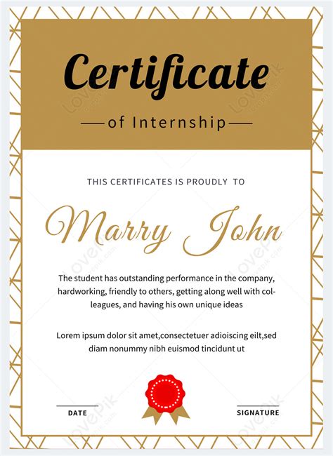 Internship Certificate Classical Minimalist Certificate Template Image Picture Free Download