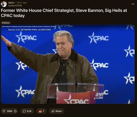 Former White House Chief Strategist Steve Bannon Sig Heils At Cpac Today Steve Bannon Sieg