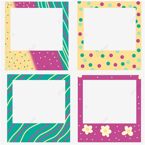 풀 컬러 보 리 래 액자 일러스트 폴라로이드 프레임 폴라로이드 세트 귀여운 프레임 Png 일러스트 및 Psd 이미지 무료 다운로드 Pngtree