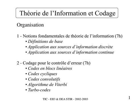 Ppt Th Orie De Linformation Et Codage Powerpoint Presentation Free Download Id