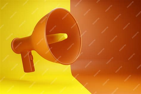 확성기 스피커 또는 확성기 현실적인 3d 그림 부저와 손잡이 인명 구조원 비상 신호 및 발표용 스피커폰이 있는 현대적인 격리된 확성기 프리미엄 사진