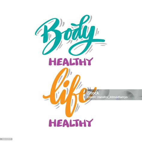 Healthy Body Healthy Life Hand Drawn Lettering Quote Vector