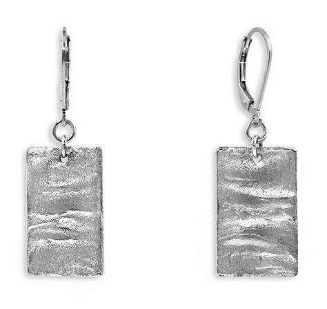 Silver Rectangle Earrings Creative Jewelry By Marcia