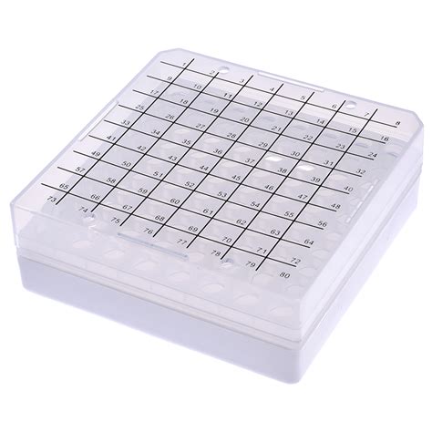离心管盒，80圆孔，可盛装15 And 2 Ml离心管，pp，本色，独立盖 Centrifuge Tube Box 80 Well