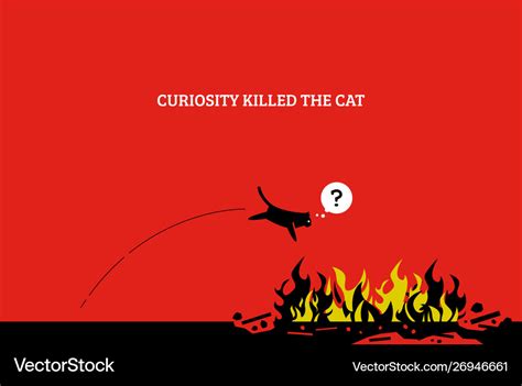 Curiosity Kills Cat Artwork Showing Royalty Free Vector