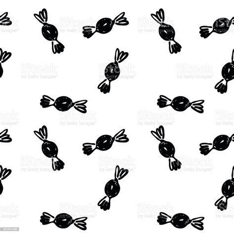 캔디와 벡터 원활한 만화 패턴입니다 귀여운 흑인과 백인 손으로 그려진된 사탕 패턴 종이 섬유 수 제 장식 스크랩예약 다 원 기록 법 티셔츠 카드 T 셔츠에 대한 스톡 벡터