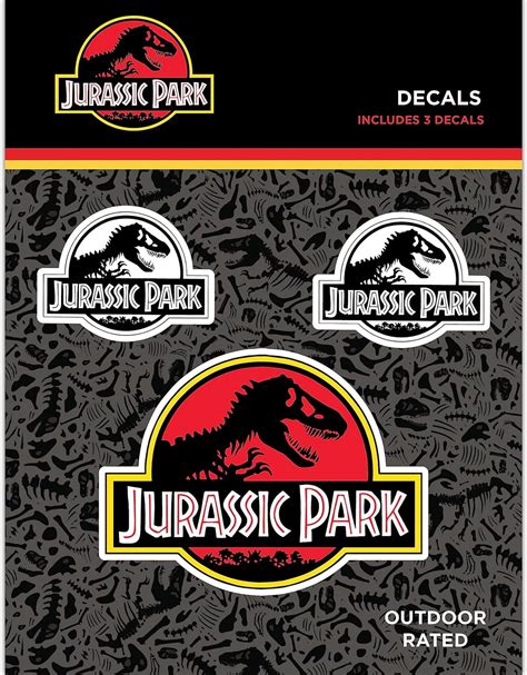 Jurassic Park Logo Decals Set Of 3 Color And Black White Waterproof