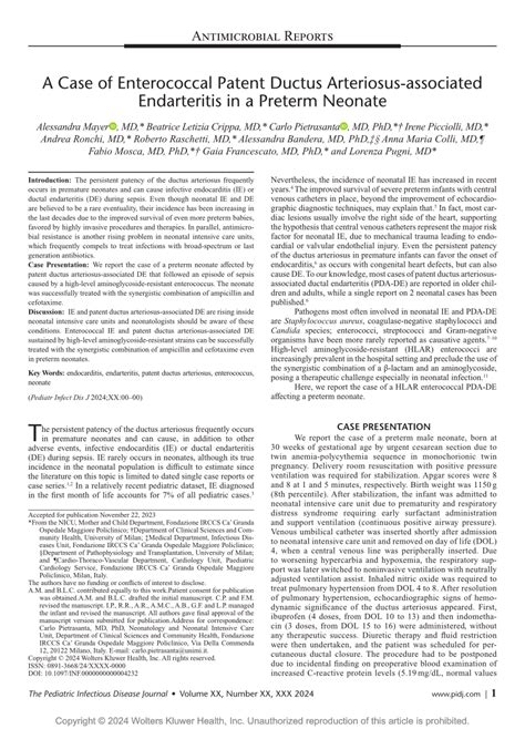 Pdf A Case Of Enterococcal Patent Ductus Arteriosus Associated