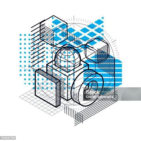 추상적인 아이소메트릭 라인 배경 벡터 일러스트 레이 션 큐브 육각형 사각형 사각형 및 다른 추상 요소 만든 템플릿 0명에 대한