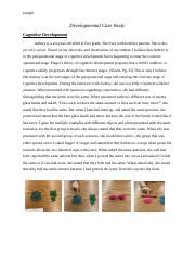 Sample Case Study Docx Sample Developmental Case Study Cognitive Development Aubrey Is A Six