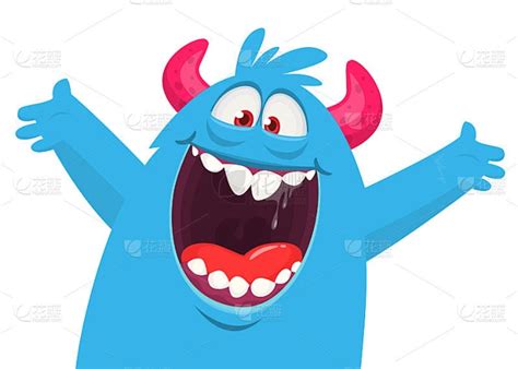 有趣的卡通怪物。向量万圣节插图。素材 花瓣网