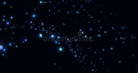 Glowing Blue Particles Forming Network Over Dark Background Image Of