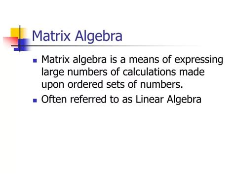 PPT Matrix Algebra PowerPoint Presentation Free Download ID