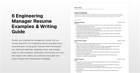 Engineering Manager Resume Examples Writing Guide