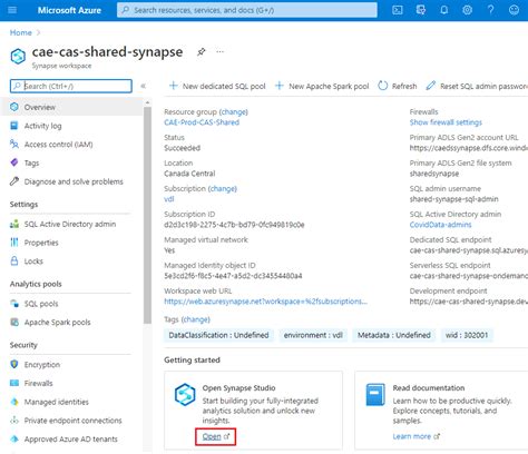 Azure Synapse Statistics Canada Collaborative Analytics Environment