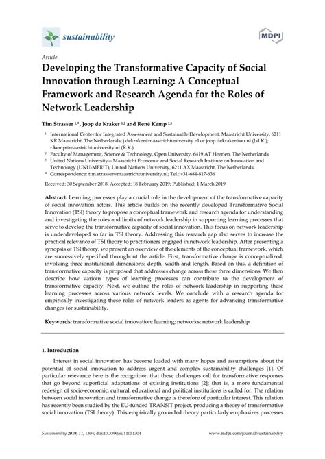 Pdf Developing The Transformative Capacity Of Social Innovation