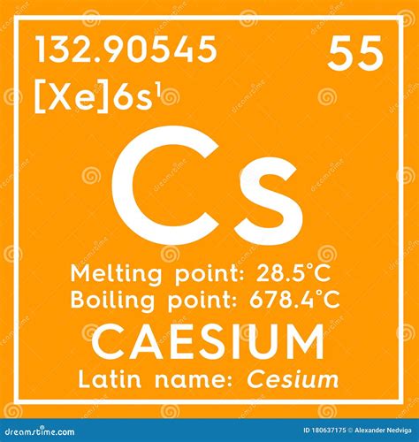Cesium As Element 55 Of The Periodic Table 3d Illustration On Blue