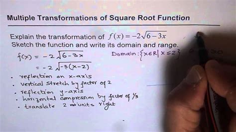 multiple transformations sketch domain and range of square root