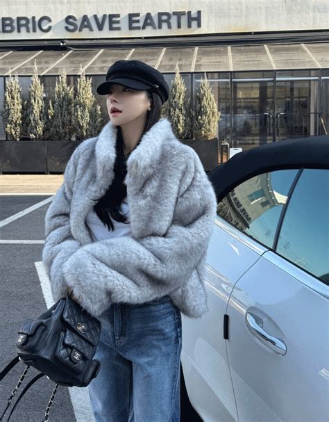 로즈화이트 에코페이크퍼자켓 에코퍼자켓 하이넥페이크퍼자켓