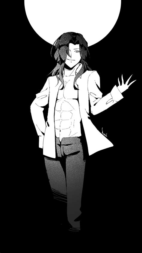 Safebooru 1boy Abs Black Hair Black Pants Collared Shirt Evil Grin