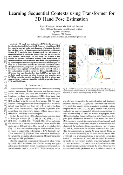 pdf learning sequential contexts using transformer for 3d hand pose