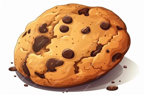 Galleta Con Chispas De Chocolate Sobre Fondo Blanco Estilo De Dibujos