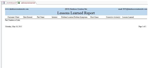 Lessons Learned Report Once You Start Populating Your Database With