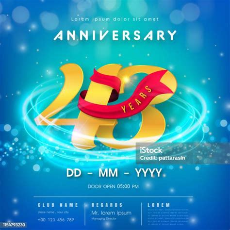 블루 추상 미래 공간 배경에 43 주년 기념 로고 템플릿입니다 하이테크 네트워크 디지털 기술 개념 설계 요소로 숫자를 축하하는 43 번째 현대 기술 디자인 광고에 대한 스톡