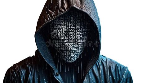Anonymous Computer Hacker With Hoodie Isolated On White Stock