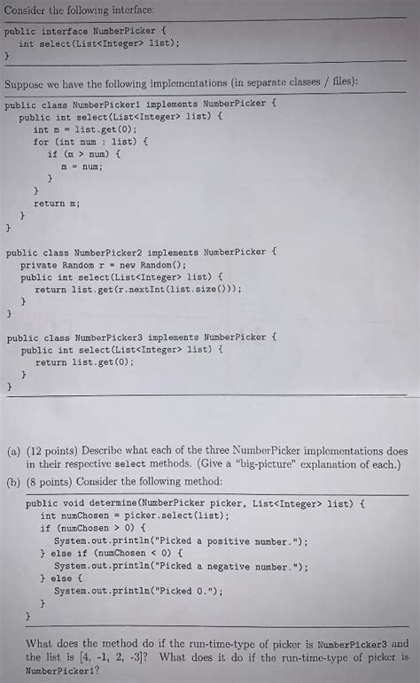 solved consider the following interface public interface