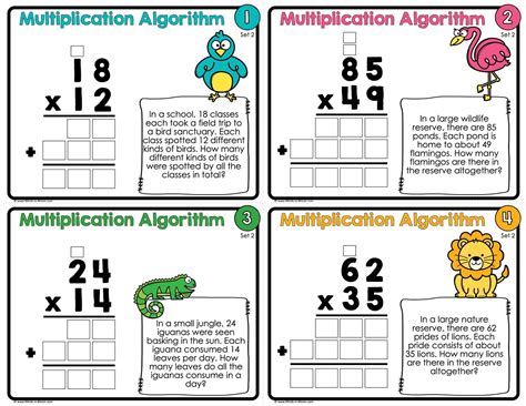 Double Digit Multiplication Algorithm Task Cards Minds In Bloom