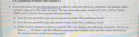 Solved 4 A New Procedure For The Determination Of Sulfur In