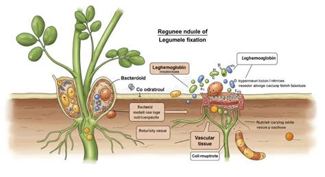 Illustration Of A Legume Plant Root System Showing Nitrogen Fixation