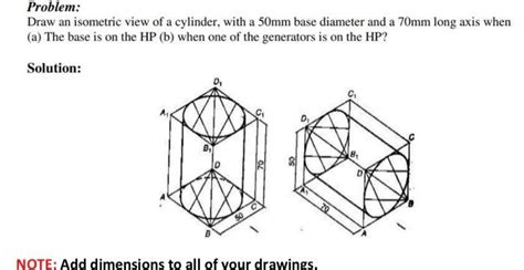 Solved Problem Draw An Isometric View Of A Cylinder With A Chegg
