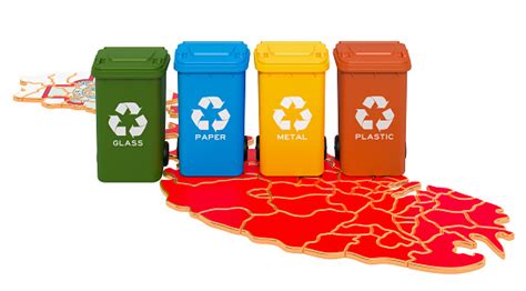 몰타에서 폐기물 재활용 몰타지도에 컬러 쓰레기통 흰색 배경에 고립 된 3d 렌더링 0명에 대한 스톡 사진 및 기타 이미지 0명 3차원 형태 감소 Istock