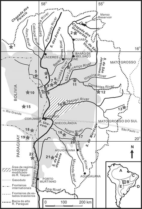 Mapa Do Pantanal E De Sua Bacia Hidrográfica E A Posição Das áreas