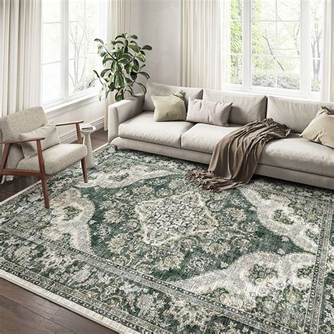 Berthmeer 9x12 Area Rugs For Living Room Large Vintage Green Rugs