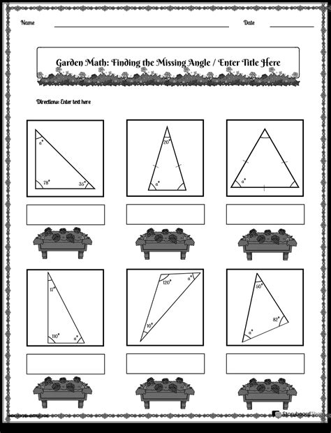 Flowers Themed Angles Worksheet Bandw Storyboard