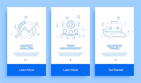 평면 아이콘이 있는 모바일 앱 페이지 화면을 타고 온보딩하는 현대 비즈니스 컨셉 Ux Ui 디자인 템플릿 벡터 일러스트레이션 0명에 대한 스톡 벡터 아트 및 기타 이미지
