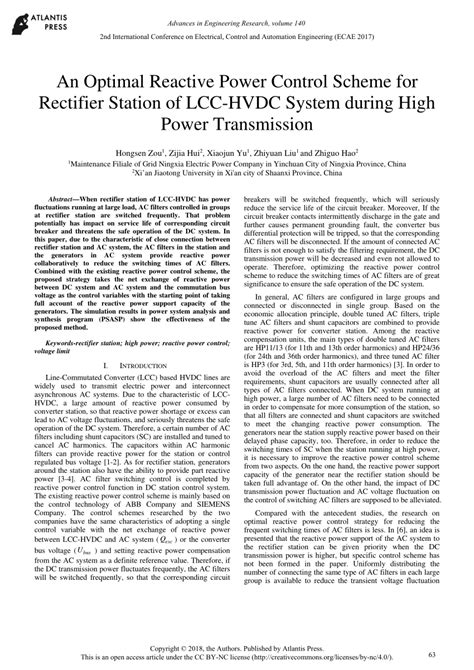 Pdf An Optimal Reactive Power Control Scheme For Rectifier Station Of Lcc Hvdc System During
