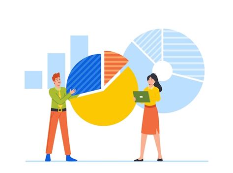 Premium Vector Tiny Business Male And Female Characters With Tablets Analyzing Huge Charts And