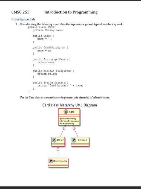 Solved Cmsc 255 Introduction To Programming Inheritance Lab