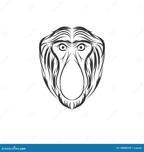 Monkey Proboscis Illustration Designs Stock Vector Illustration Of Mammal Larvatus 140886929